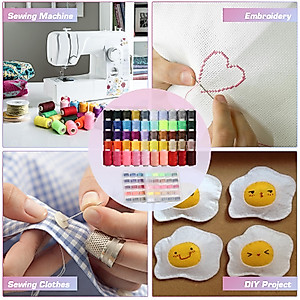 Blibly 100pcs Bobbins Sewing Threads Kit, 500 Yard Polyester Threads, Prewound Bobbins with Case, 50 Colors