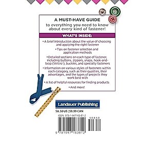 Pocket Guide to Fasteners: Understanding Buttons, Snaps, Zippers, Velcro, and More (Landauer) Techniques, Tools, and Answers to Your Questions about Hook and Eye Closures, Vintage Clasps, and More