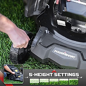 PowerSmart Gas Powered Push Lawn Mower, 21-Inch 209cc 3-in-1 Walk-Behind Lawn Mowers with Bagger, Black