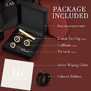 HAWSON Tie Clips for Men, Cufflinks for Men, Tie Tack & Lapel pins for Men, Suitable for Neckties and French Cuff or Dress Shirt Suits, Jewelry Box Packed, Initials Designed
