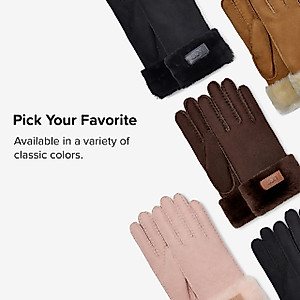UGG Women's Leather Turn Cuff Sheepskin Shearling Lined Glove