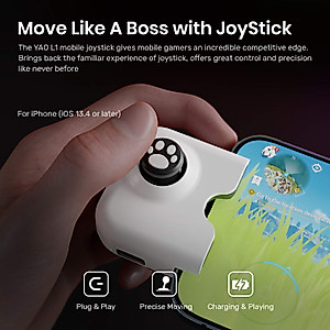 IFYOO YAO L1 Pro Mobile Game Controller Joystick for iPhone (iOS 13.4 or Later), Gaming Gamepad for PUBGG Mobile, Call of Duty Mobile(CODM), Wild Rift, Genshin Impact, with 2 pcs Finger Sleeve - White