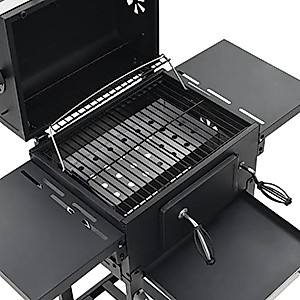 VRAXO Charcoal-Fueled BBQ Grill with Bottom Shelf Black,Outdoor Grills-37.84lbs