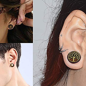 JOYTOYOU 3 Pairs Natural Wooden Ear Tunnels Plugs Hollow Double Flared Ear Expander Plugs Ear Piercing Ear Stretcher for Women and Men Gauge 20mm(3/4")