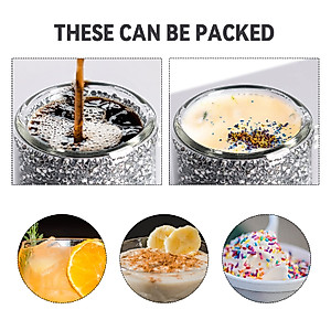 Kawlity Diamond Crystal Coffee Mug Set of 6 with Handle, Glass Mugs, Cappuccino Cup Juice Cup, 6 Oz Crushed Mug Cups, Double Layer Heat Insulation Vacuum Glass Mug Cups for Coffee/Milk/Tea/Juice/Beer