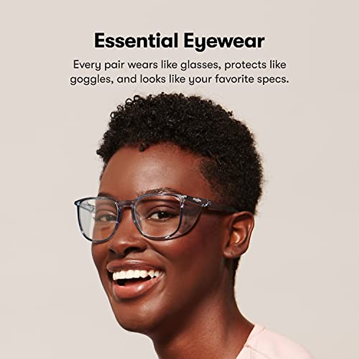 Stoggles - Official - Square - Z87.1 Certified Safety Glasses - Anti-Fog - Blue Light Blocking (Medium, Charcoal)