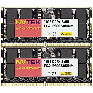 NVTEK 32GB (2X16GB) DDR4 2400MHZ PC4-19200 SODIMM 2Rx8 1.2V 260-PIN Non-ECC Laptop PC Computer Memory KIT