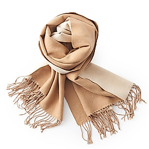 GERUNSI Cashmere Scarf Women Oversized Pashmina Large Warm Shawls Wraps 2 Tone Solid Color for Autumn Winter 78"x27"