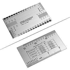 TIMESETL 2Pack Stainless Steel Feeler Gauge Dual Marked Metric and Imperial Gap Measuring Tool 32 Blades + String Action Ruler Gauge Tool for Guitar Player & Luthier & Mechanic Auto Repair