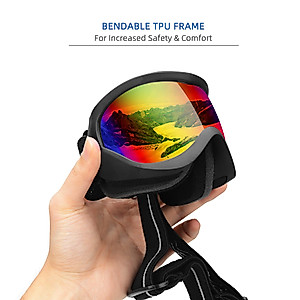 TurnWay OTG Ski/Snowboard Goggles - 100% UV Protection, Anti-Scratch & Anti-Fog, Snow Goggles for Youth & Kids