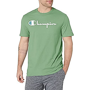 Champion T, 100% Cotton Shirt for Men, Lightweight Tee, Multiple Graphics, Native Fern Green-Y08254, Small