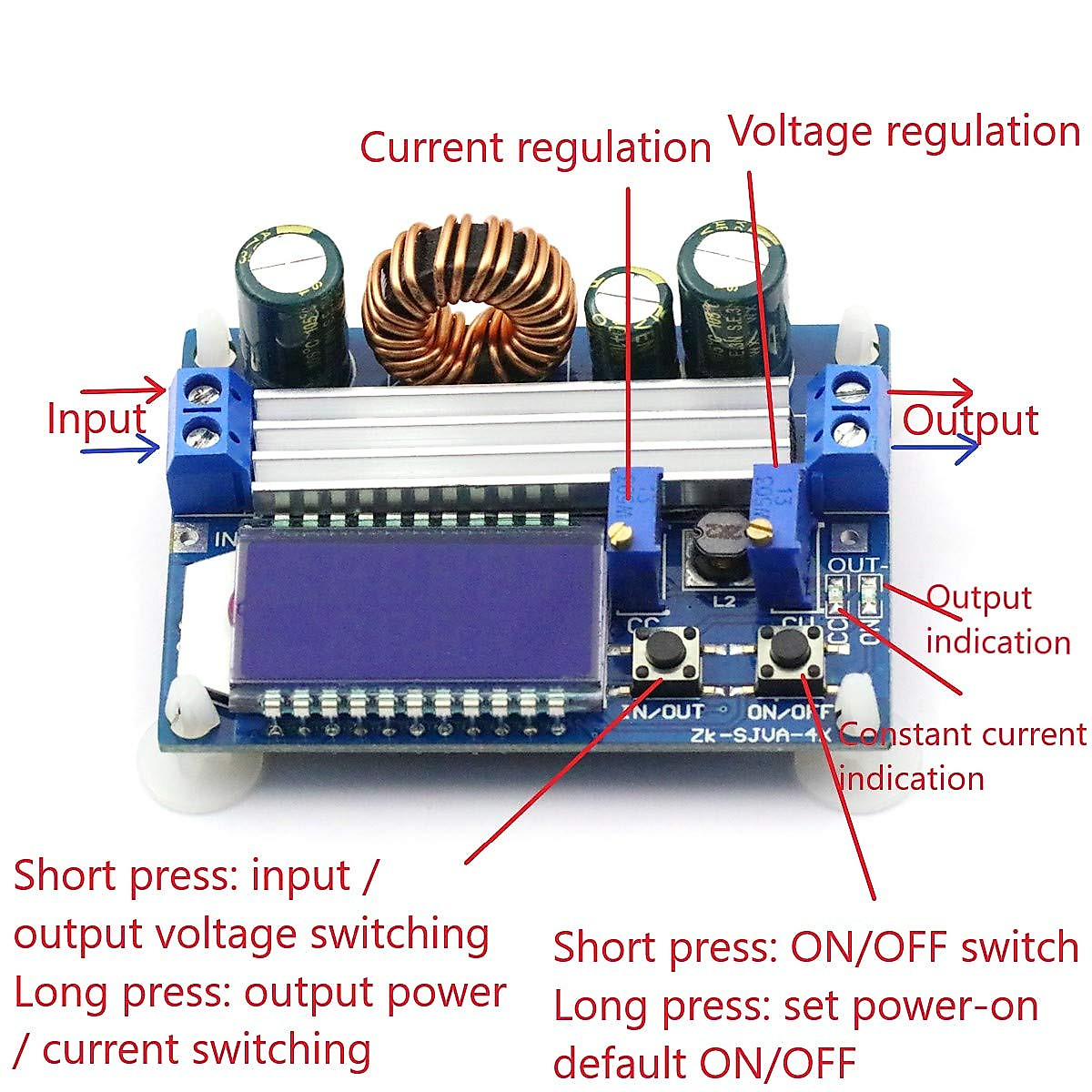 CenryKay Adjustable USB Power Supply Module, 15W DC-DC 0.5-30V Step Up/Down Module CVCC Buck Boost Voltage Converter Support Fast-Charge Trigger (Boost Converter)