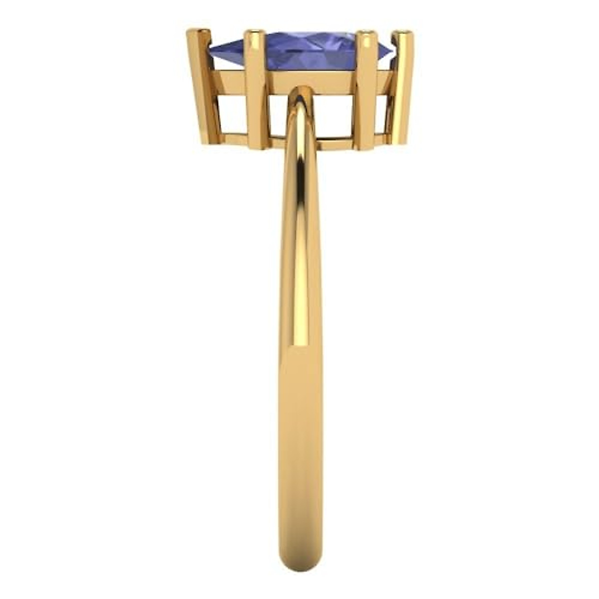 Clara Pucci 1.0 ct Pear Cut Solitaire Simulated Tanzanite Engagement Wedding Bridal Promise Anniversary Ring 18K Yellow Gold Size 7.5