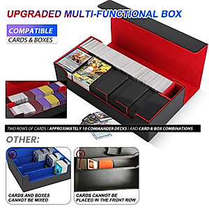 Scimi MTG Card Storage Box TCG Deck Case Holds Fits 5 Decks Card Box Or 800+ Sleeved Cards for MTG, YuGiOh, Uno, TCG, Trading Cards Sport Cards with Mat Case and Strong Magnet Closure (Black & Red)