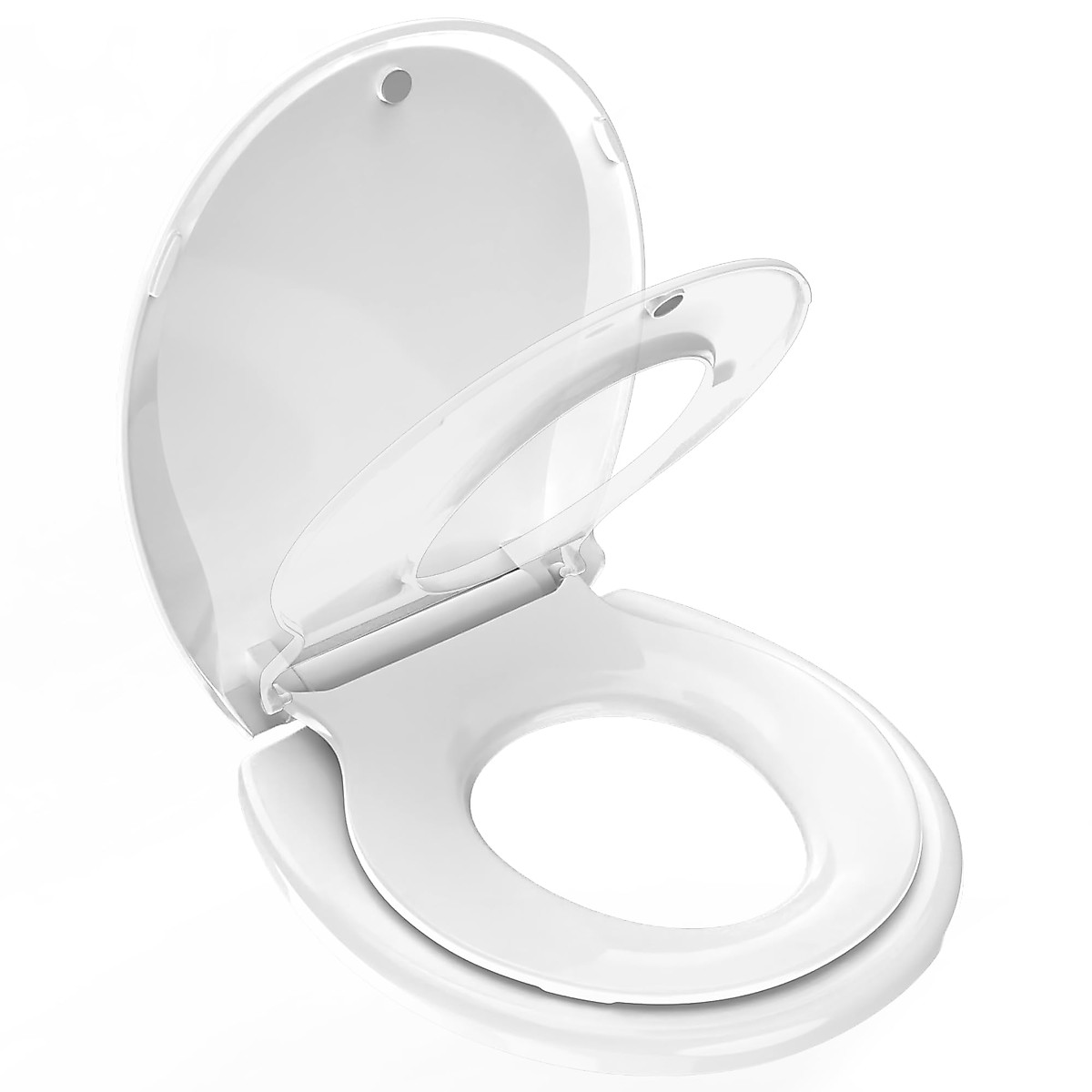 Potty Training Seat Built-in Toilet Seat, Round Toilet Seat 16.5inch with Baby Seat 2 in 1 Soft Close Quiet No Slapping, Magnetic Absorption, Easy Installation for Bottom Fixing Toilet