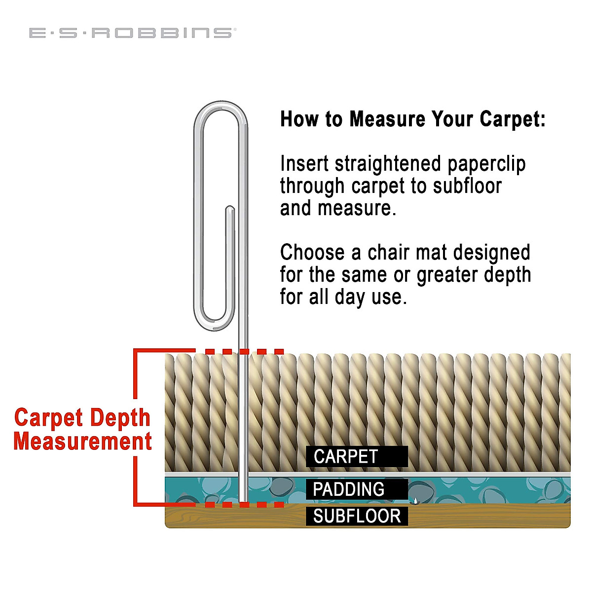 ES Robbins Extra High Pile Chair Mat, Rectangle with Lip, 36"x48"