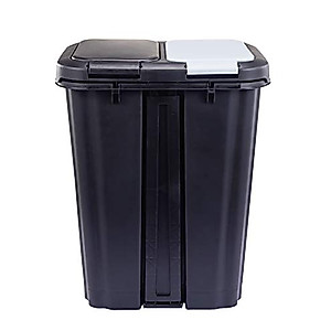 Step N' Sort 11 Gallon, Dual Trash and Recycling Bin with Slow Close Lid,Black,40 Liter,SNS402-B