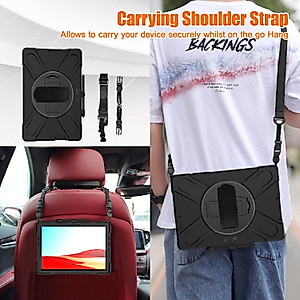 Surface Pro X Case - 360 Degree Rotating Stand Hand Strap Shoulder Strap Pen Holder Heavy Duty Full Body Shockproof Impact Resistant Rugged Drop Protective Case for Surface Pro X 13 2021/2020/2019