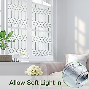 Windimiley Window Privacy Film Stained Glass Frosted Glass Window Clings Moroccan Lattice Decorative Bathroom Door Coverings UV Sun Blocking Heat Control Removable Home Window Tint,23.3X118in