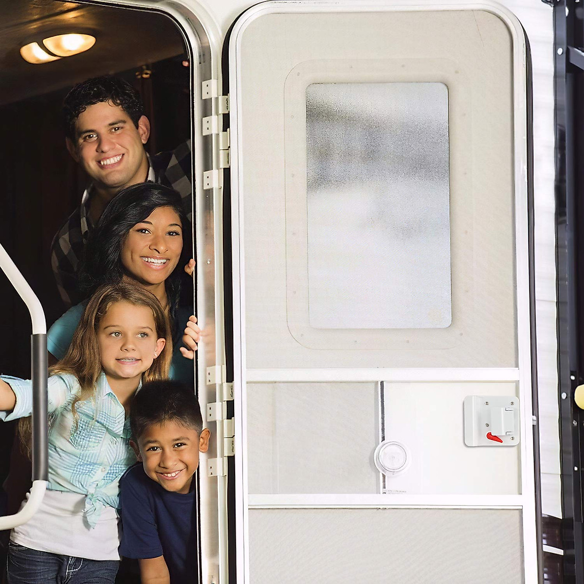 Kohree Upgraded RV Door Lock Replacement with Paddle Deadbolt, Camper Door Handle Latch, 100% Zinc Alloy RV Travel Trailer Entry Door Lock with Keys for Camper Horse Trailer Cargo Hauler, White