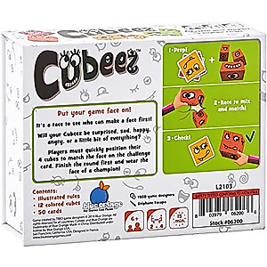 BLUE ORANGE GAMES Cubeez Original Matching Face Changing Expression Puzzle Race with Wooden Cubes, 1 to 4 Players, Ages 6+