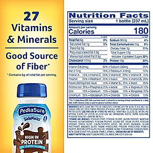 PediaSure SideKicks, 6 Shakes, Kids Protein Shake, With Key Nutrients and Protein to Help Kids Catch Up on Growth and Help Fill Nutrient Gaps, Chocolate, 8 fl oz