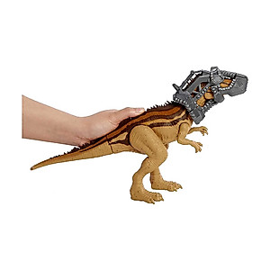 Mattel Jurassic World Mega Destroyers Dinosaur Action Figure, Carcharodontosaurus Brown Dino Toy with Attack Motion & Breakaway Accessory