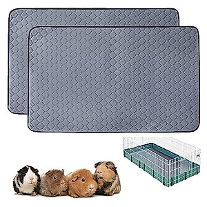 Guinea Pig Cage Liners - Washable Guinea Pig Pee Pads (2 Pack), Waterproof Reusable & Anti Slip Guinea Pig Bedding Fast and Super Absorbent Pee Pad for Small Animals Rabbit Hamster Rat