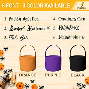 FLOCHIL Personalized Halloween Bags for Trick Or Treat, Custom Baby Halloween Candy Bucket with Name, Halloween Trick Or Treat Bag for Boy, Girl