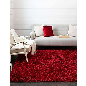 Rugs.com Infinity Collection Solid Shag Area Rug 9' x 12' Merlot Shag Rug Perfect for Living Rooms, Large Dining Rooms, Open Floorplans