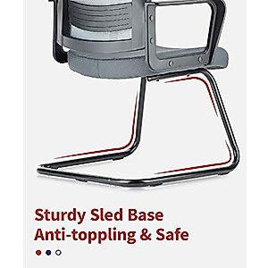 CLATINA Office Guest Chair with Lumbar Support and Mid Back Mesh Space Air Grid Series for Reception Conference Room Gray