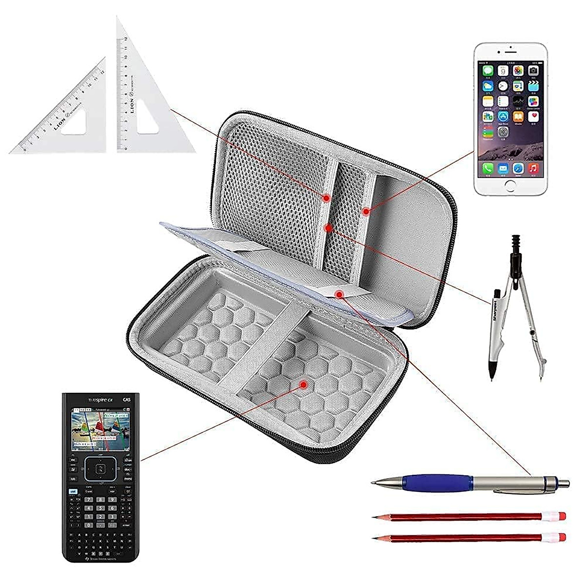 PAIYULE Travel Case for Texas Instruments Ti Nspire CX CAS II Ti-84 Plus CE Graphing Calculator, Large Capacity for Pens, Cables and Other Accessories -Black (Box Only)