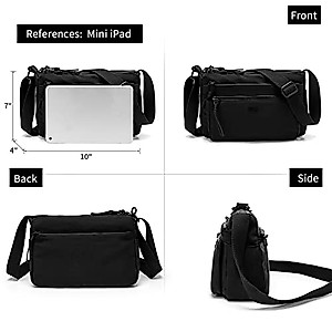 ETidy Casual Nylon Shoulder Bag For Women Waterproof Lightweight Bookbag Crossbody Purse Hobo Bag(Black)