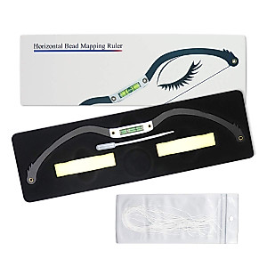 Guapa Eyebrow Marker Ruler Featuring Bubble Leveler Eyebrow Mapping Tool Kit Featuring Bow with String Eyebrow Bow Mapper Tool with Mapping Thread for Shaped Brows Permanent Makeup Tattoo (Black)