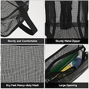 cobee Mesh Shower Bag, Portable Mesh Shower Caddy, Quick Dry Tote Bag with Zipper, Toiletry Organizer Bag for Gym Travel Camping Swimming Beach(Black)