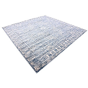Unique Loom Paris Collection Area Rug - Birch (8' Square, Blue/ Beige)