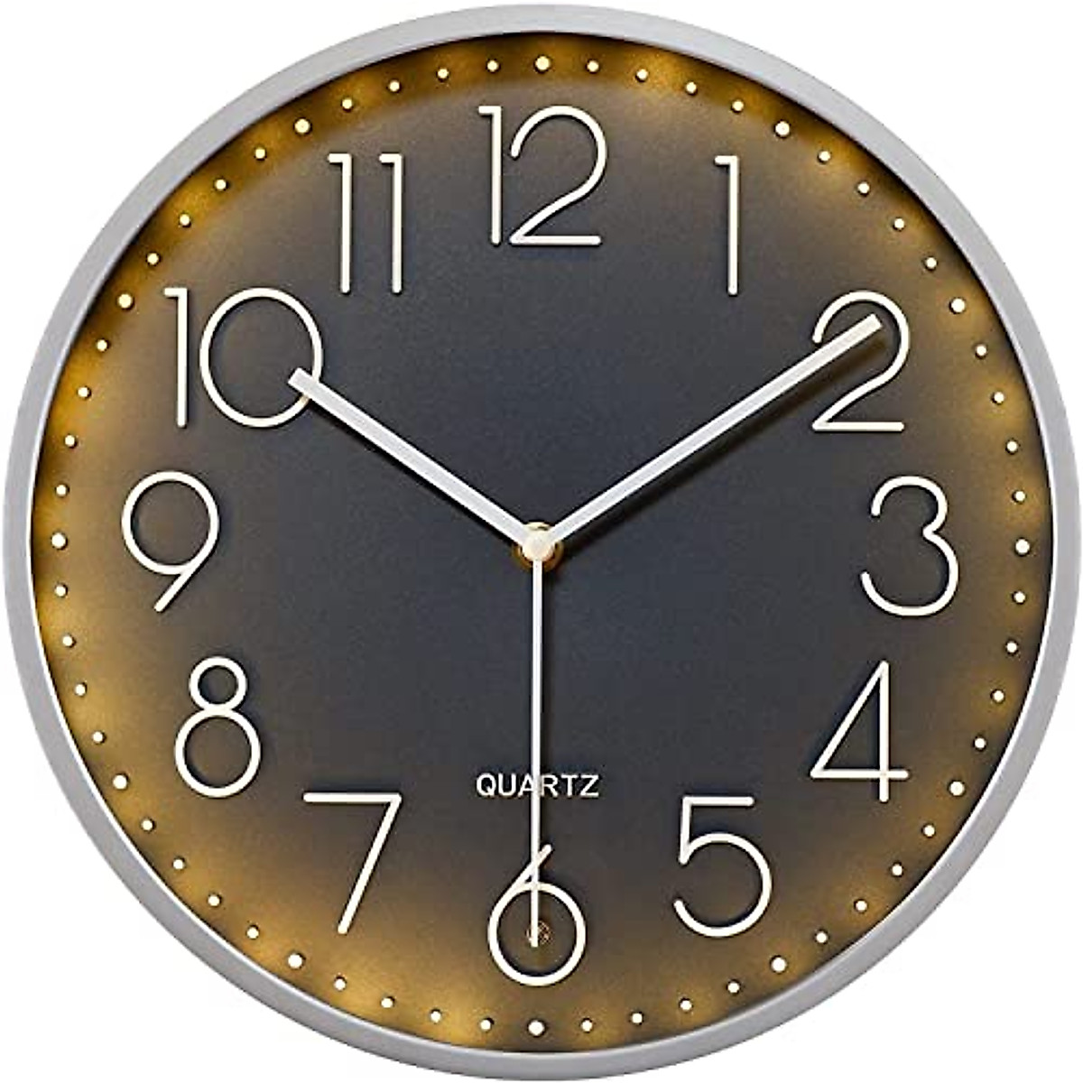 LOMANDA Night Light Wall Clock, 12 Inch Silent Battery Operated Clock for Living Room, Bedroom, Office, Glow in The Dark Large Digital Display Wall Clock, Sound Sensor and Adjustable Brightness