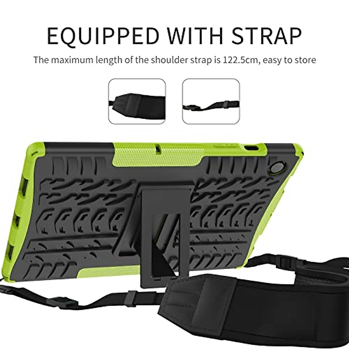 Tablet PC Case Tablet Cover Compatible with Samsung Galaxy TAB A8 10.5 X200 / X205(2021) Tire Texture Shockproof TPU+PC Protective Case with Folding Handle Stand Protective Cover (Color : Orange)