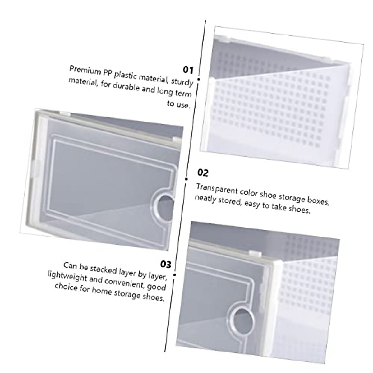 Zerodeko 4 pcs Collapsible White Display Shoes Stackable Clothes Storage Rack Dormitory Wardrobe Stacking Women Clear Drawer for Simple Shoe Clo Bin Wallwhite Transparent Container Men