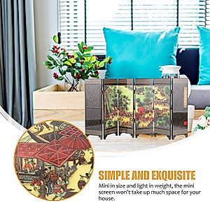 LIFKOME Decorative Screen Ornaments Ornamental Screen Model Chinese Wall Divider Folding Screen Ornament Screen Room Dividers Fold down Shelf Chinese Panel Screen Wooden China Desk