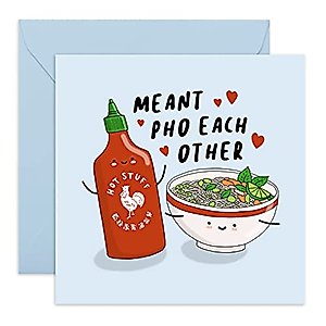 CENTRAL 23 Cute Anniversary Love Card for Him Men - Meant Pho Each Other - Funny Valentines Day Card for Husband Wife - Love Greeting Cards For Her Girlfriend Boyfriend - Comes with Fun Stickers