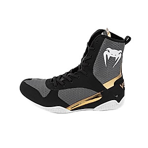 Venum Elite Boxing Shoes - Black/White-Gold