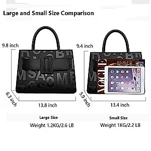 JESSWOKO Letter Print Women's Black Totes Messenger Bag Fashion Trend Ladies Top Handle Shoulder Bags Handbags for Women Large