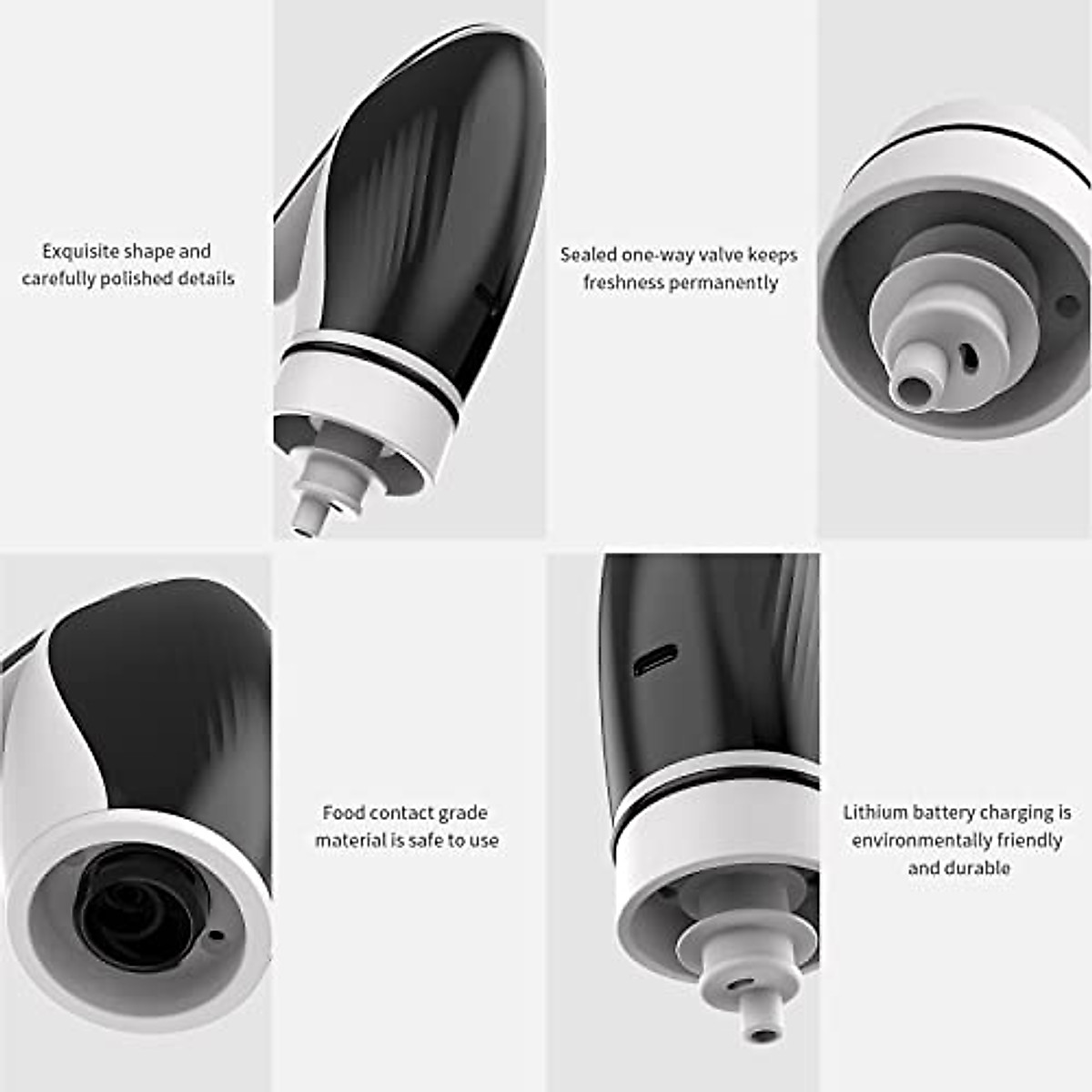 CIRCLE JOY Electric Wine Aerator Pourer Rechargeable 3-in-1 Automatic Wine Decanter Dispenser Preserver Penguin Shape Gifts for Wine Lovers, Black