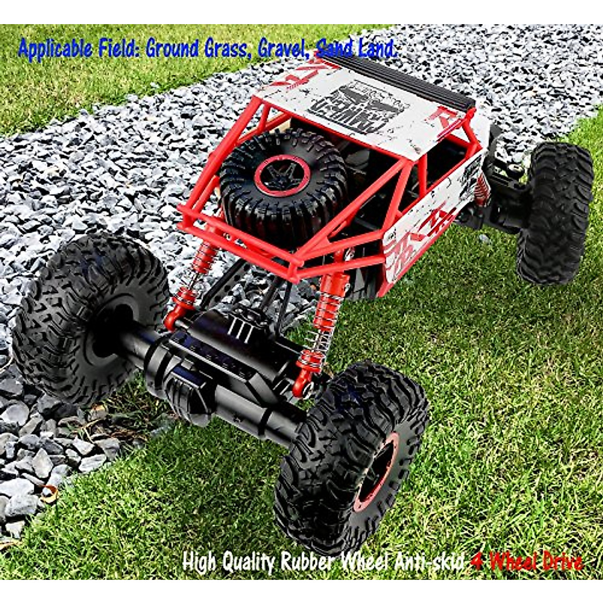 Click N' Play Remote Control Car 4WD Off Road Rock Crawler Vehicle 2.4 GHz, Red