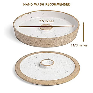 Ceramic Margarita Salt Rimmer Set with Lid 5.5” - Salt Sugar Glass Rimmer for Cocktails - Home Bar Accessories for Tajin Seasoning - Rimmers for Drinks - Bartender Kit Tools - Bar Decor for Home