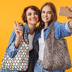 Shappy 25 Pack Reusable Shopping Bags Floral Grocery Bags Foldable Tote Bags Machine Washable Bags for Kitchen Waterproof Lightweight, As Pictures Shown