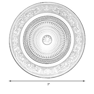 Frcctre 12 Pack Glass Salad Plates, 7 Inches Glass Fruit Dessert Plates, Clear Glass Appetizer Dinnerware Set with Beautiful Carved Pattern, Dishwasher Safe