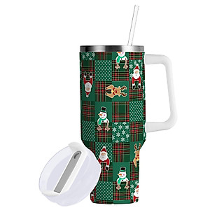 Emelivor Christmas 40 oz Tumbler with Lid and Straw Insulated Tumblers with Handle Leak Proof Travel Coffee Mug Water Cup Bottles Fits in Car Cup Holder