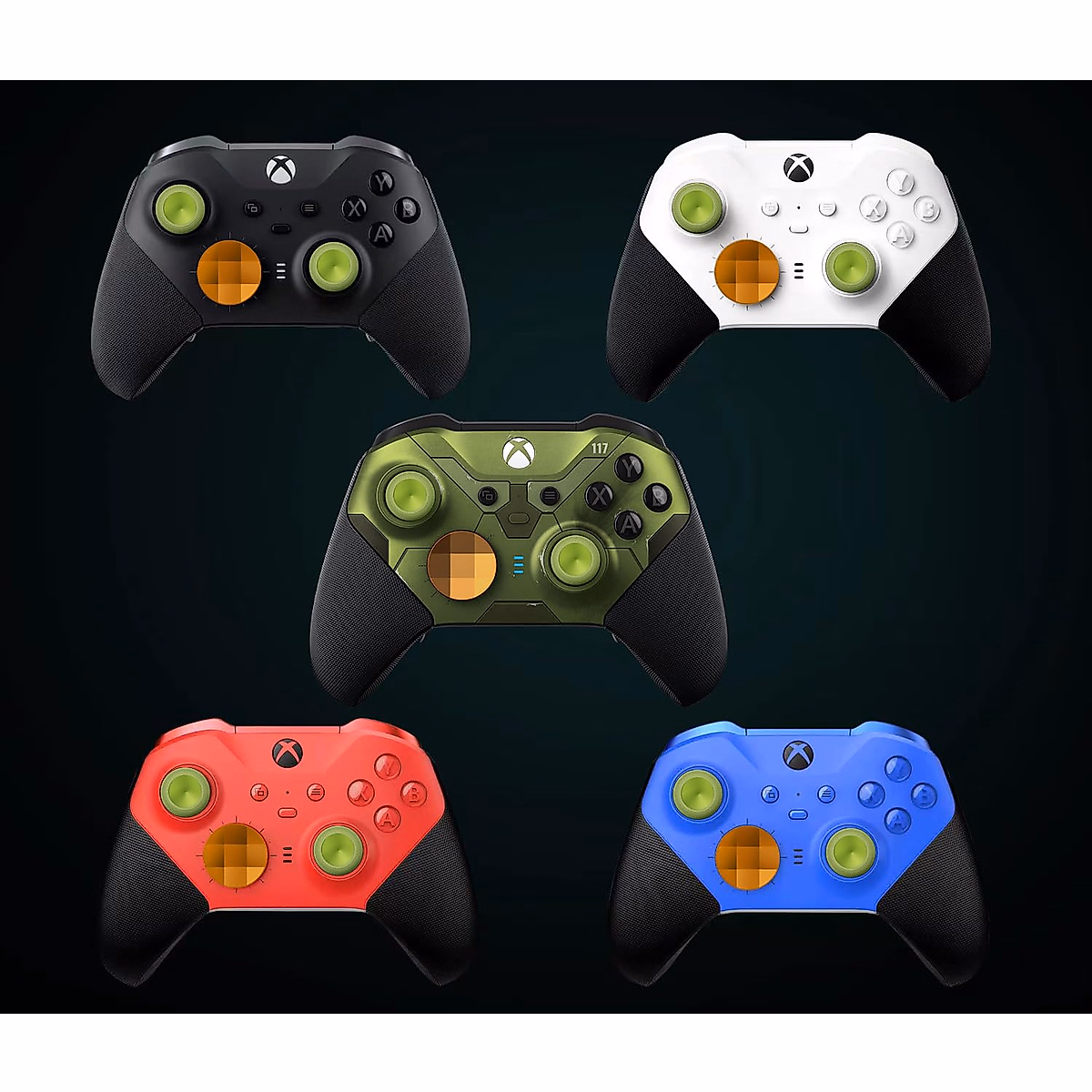 Accessories for Xbox Elite Controller Series 2 - 13 in 1 Halo Infinite Edition Replacement Paddles Thumbsticks Analog Sticks Joystick Parts Repair Kit Component Set with 2 D-Pads, 1 Tool